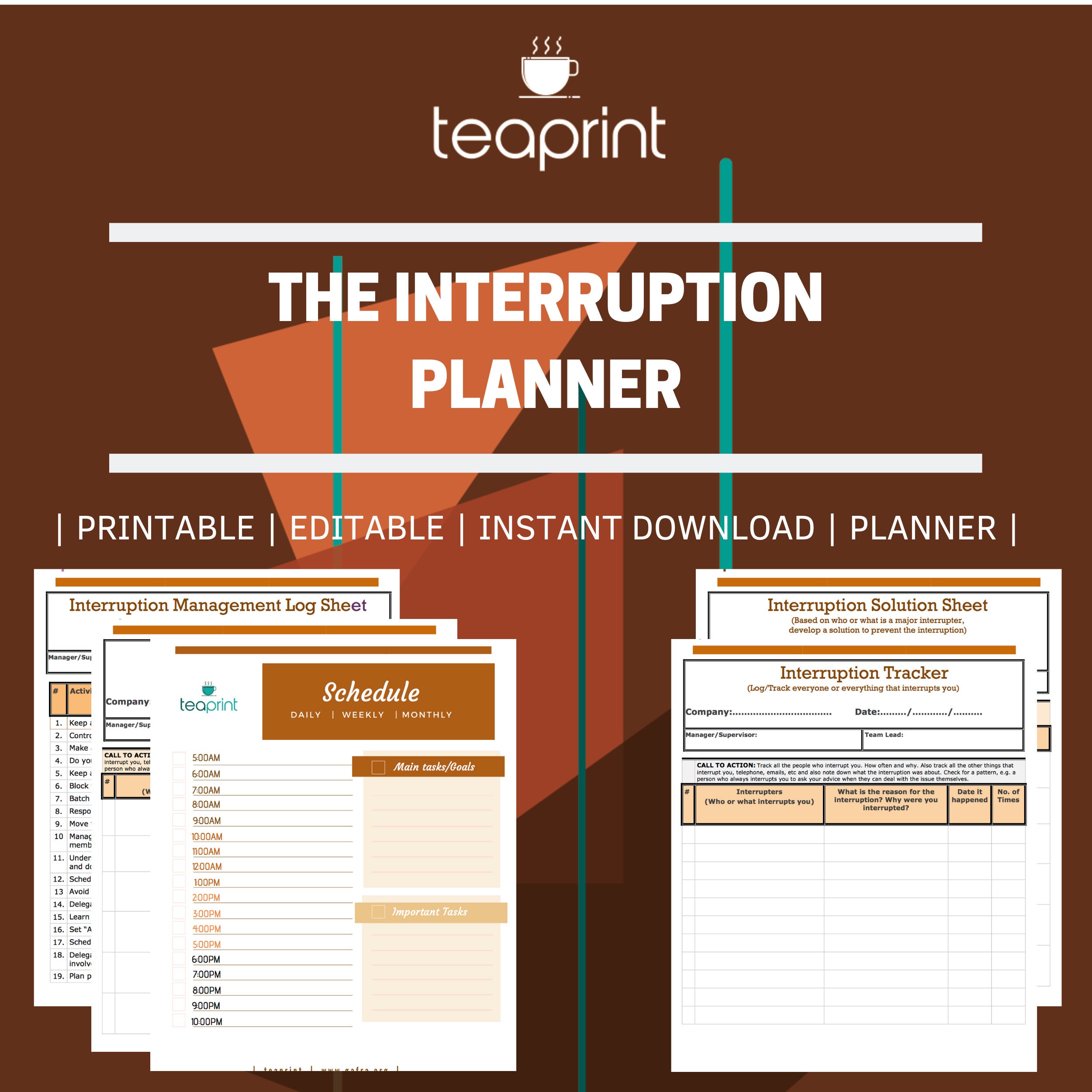 Interruption Planner Printable Instant Download Editable - Etsy