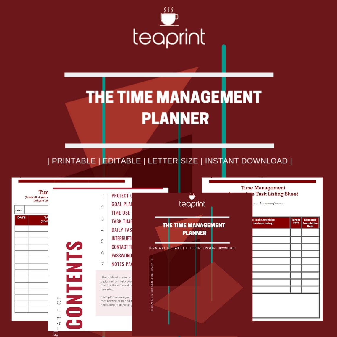 The Time Management Planner, 18 Pages, Printable, Instant Download, PDF ...