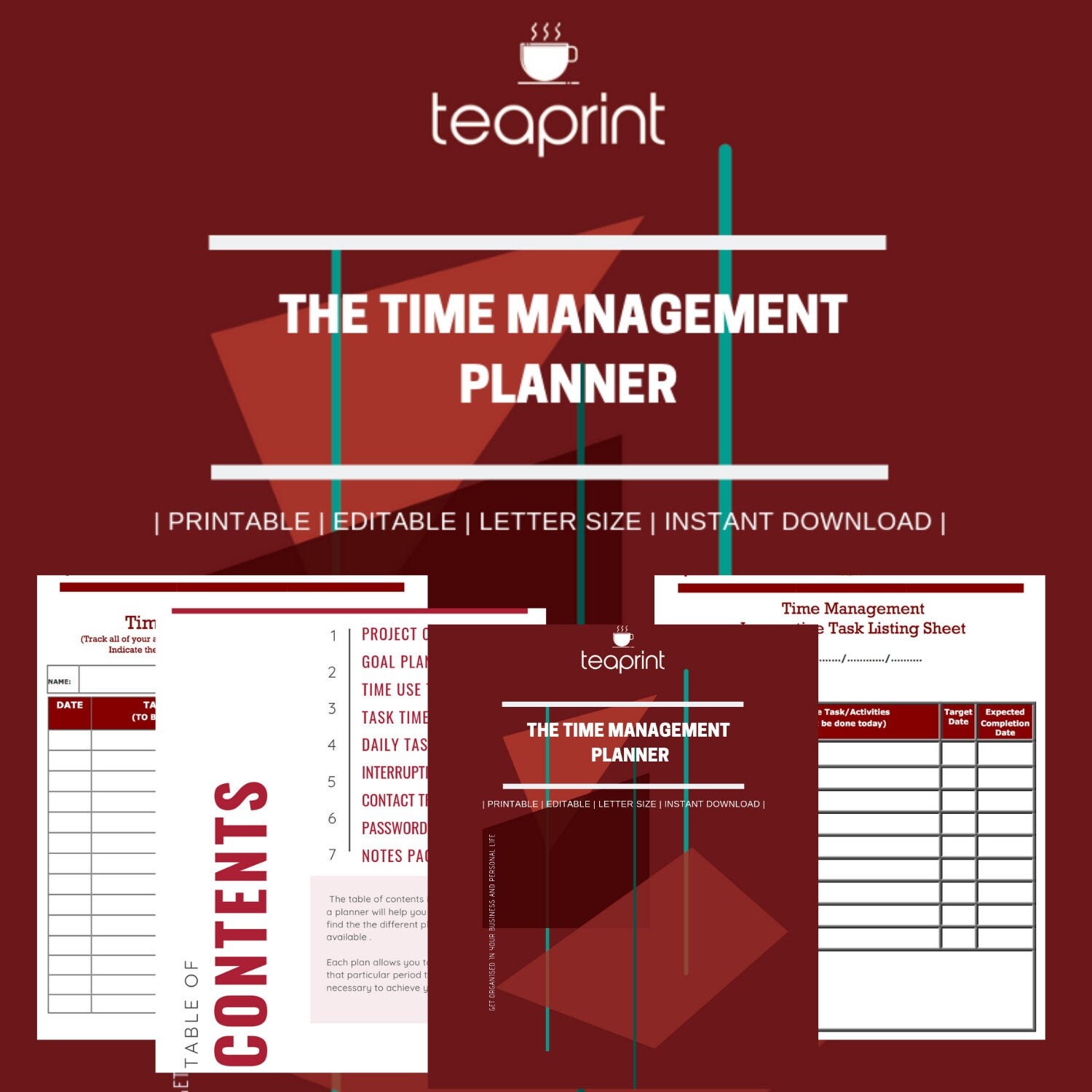 The Time Management Planner, 18 Pages, Printable, Instant Download, PDF ...
