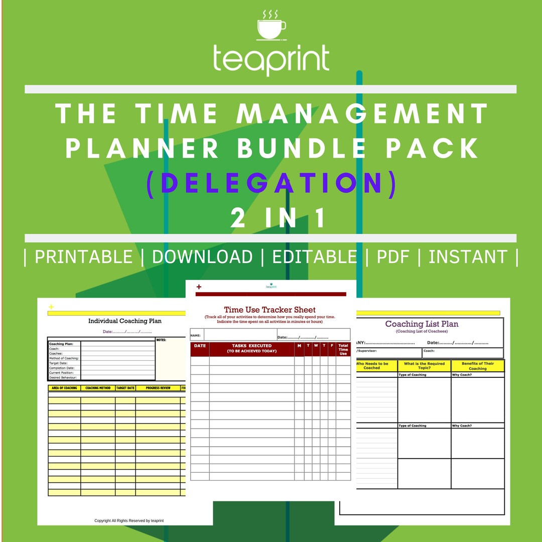 TIME MANAGEMENT Delegation Bundle Pack, 2 Printable Planners, PDF, 2 in ...
