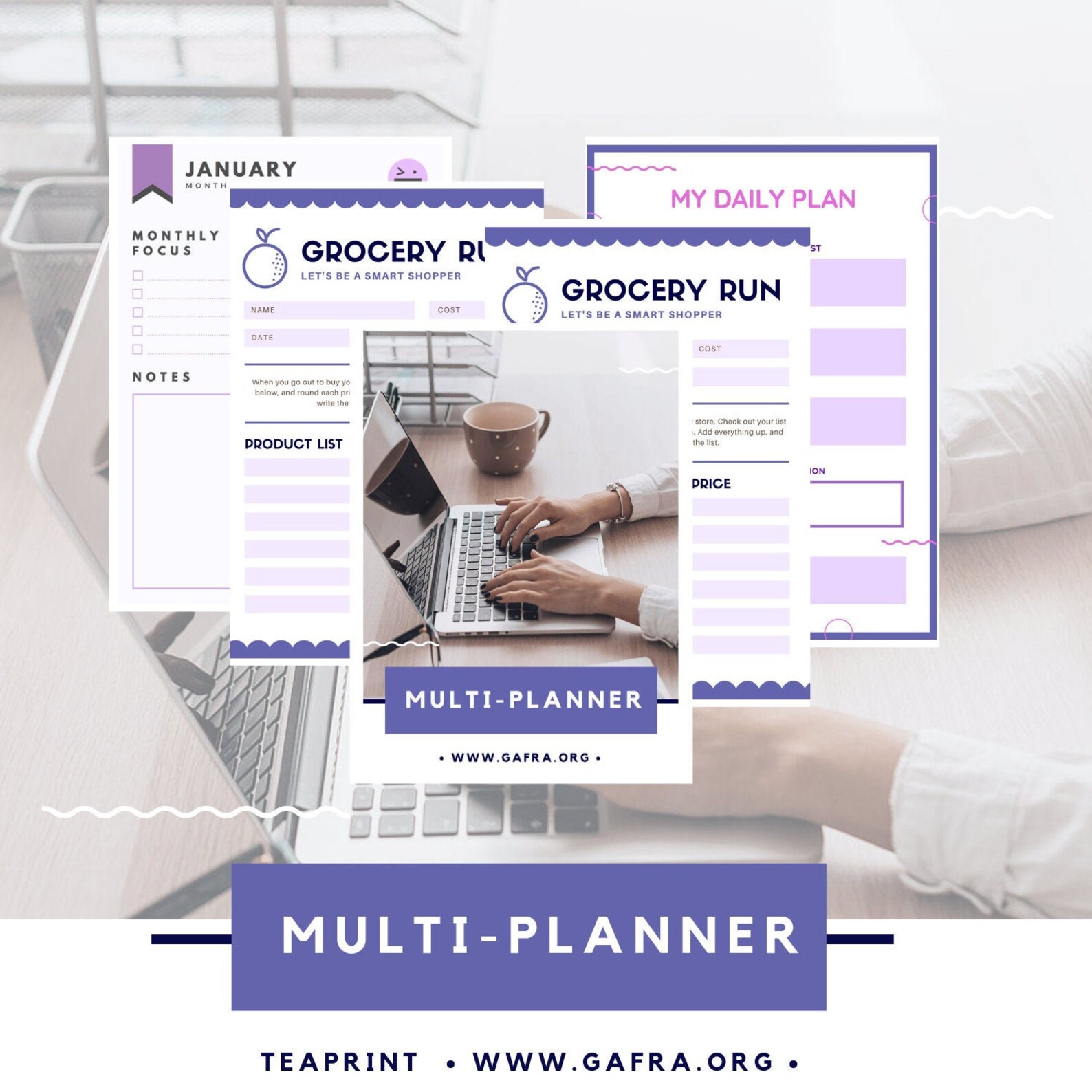 Multi Planner, Printable, Instant Download, 9 Pages, Grocery Planner ...