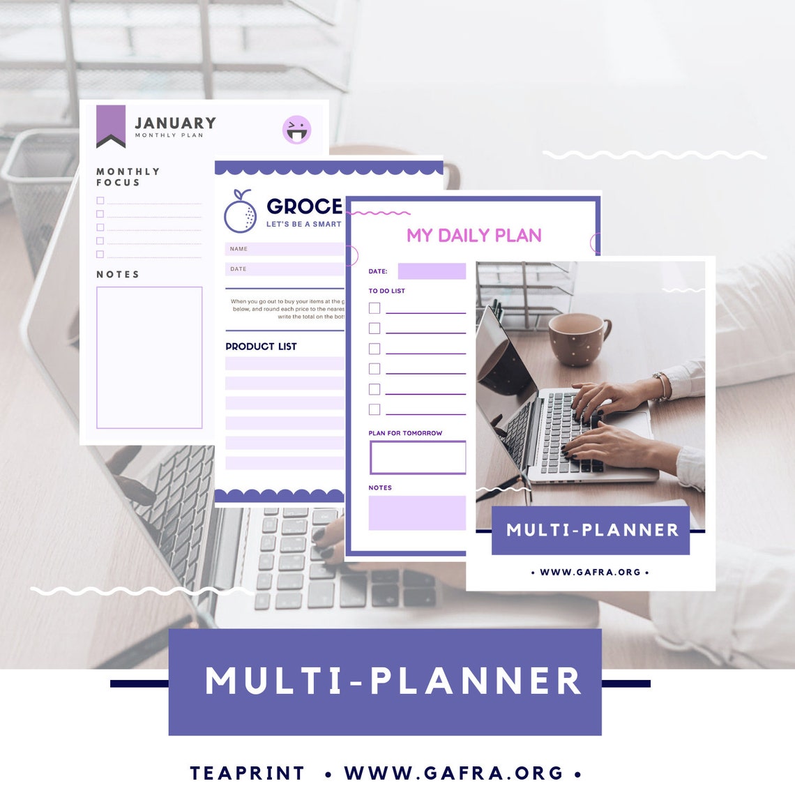 Multi Planner, Printable, Instant Download, 9 Pages, Grocery Planner ...