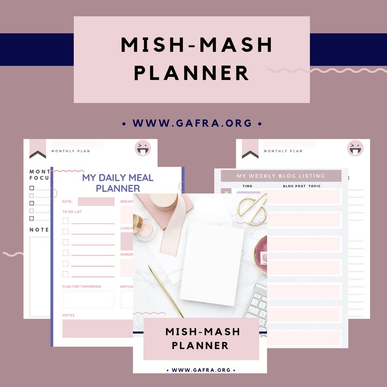Mish-mash Planner, Printable Planner, Password Page, Blog Page, Instant ...