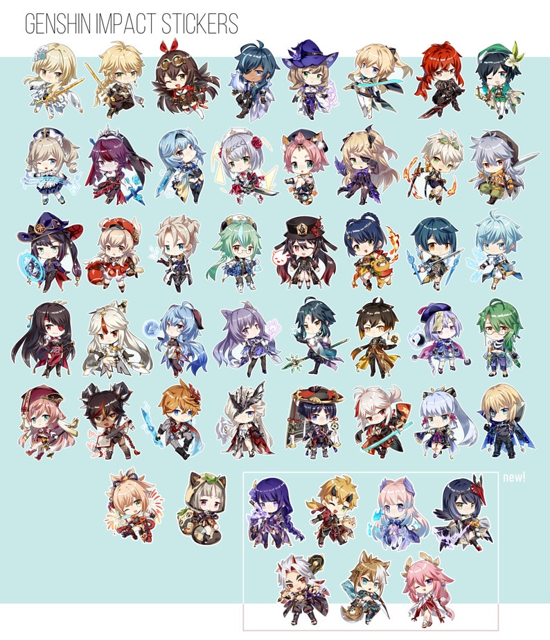 Genshin Impact Stickers all Characters | Etsy
