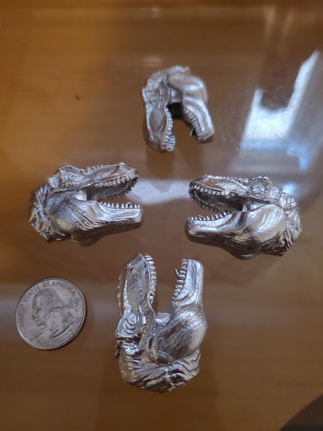 4 Pack - Pre-threaded T Rex Head Tire Valve Caps. Fits Schrader Valves ...