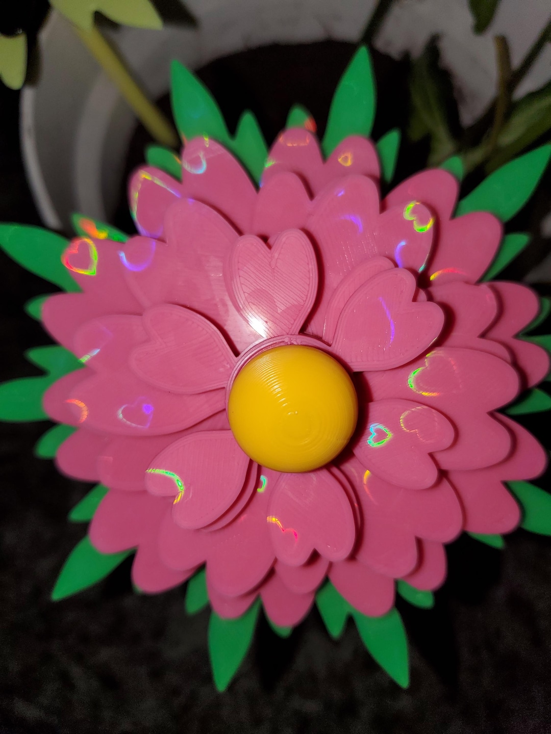 Spinning Collapsible Fidget Flower Toy — Holographic Decoration ...