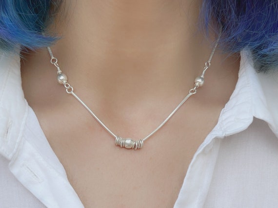 Sterling Silver Thin Chain Necklace With Charms Simple - Etsy
