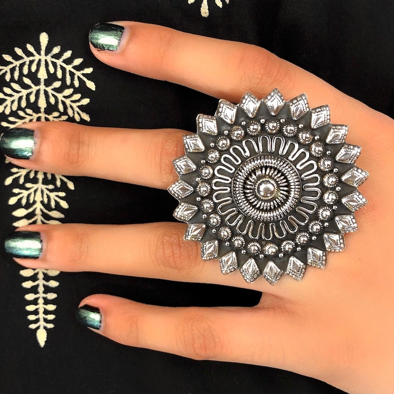 Silver Cocktail Ring - Etsy