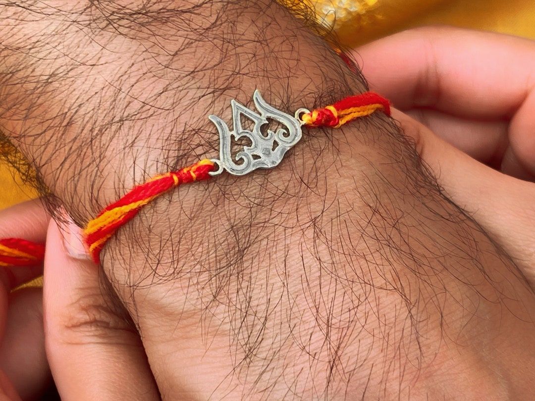 925 Sterling Silver Trishul Rakhi for Brother, Rakshabandhan Gift ...