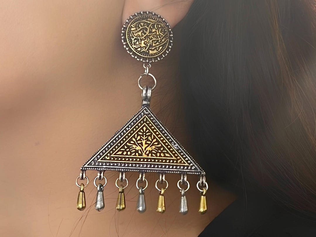 Indischer Schmuck, pakistanischer Schmuck, Bollywood Ohrringe, Silber ...