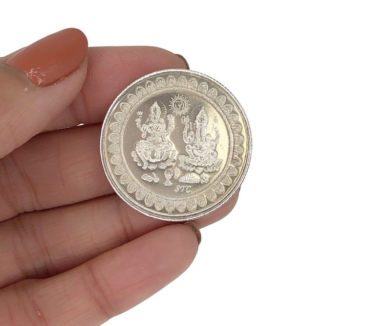 Lakshmi Ganesh 10 Grams Silver Coin, Diwali Pooja Item, Wedding Gift ...