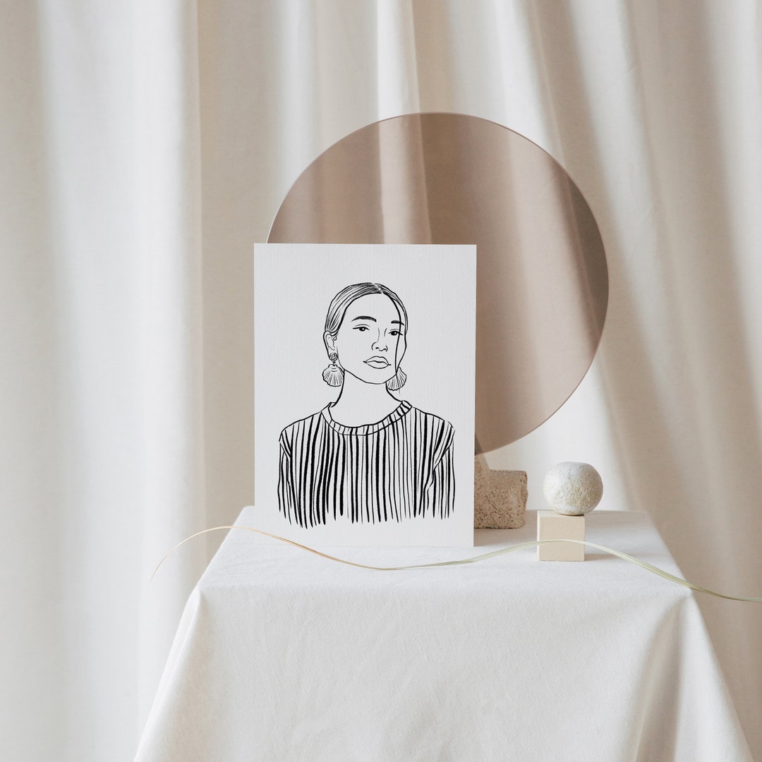 Custom Minimal Art Portrait Line Art Portrait Illustration - Etsy