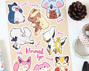 Ground Type Pokemon Sticker Sheet Pokemon Type Series | Etsy