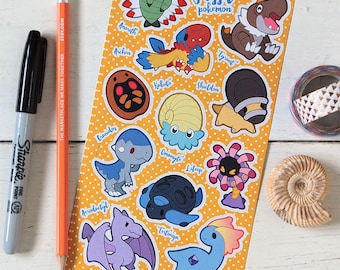 Water Type Pokemon Sticker Sheet Pokemon Type Series | Etsy