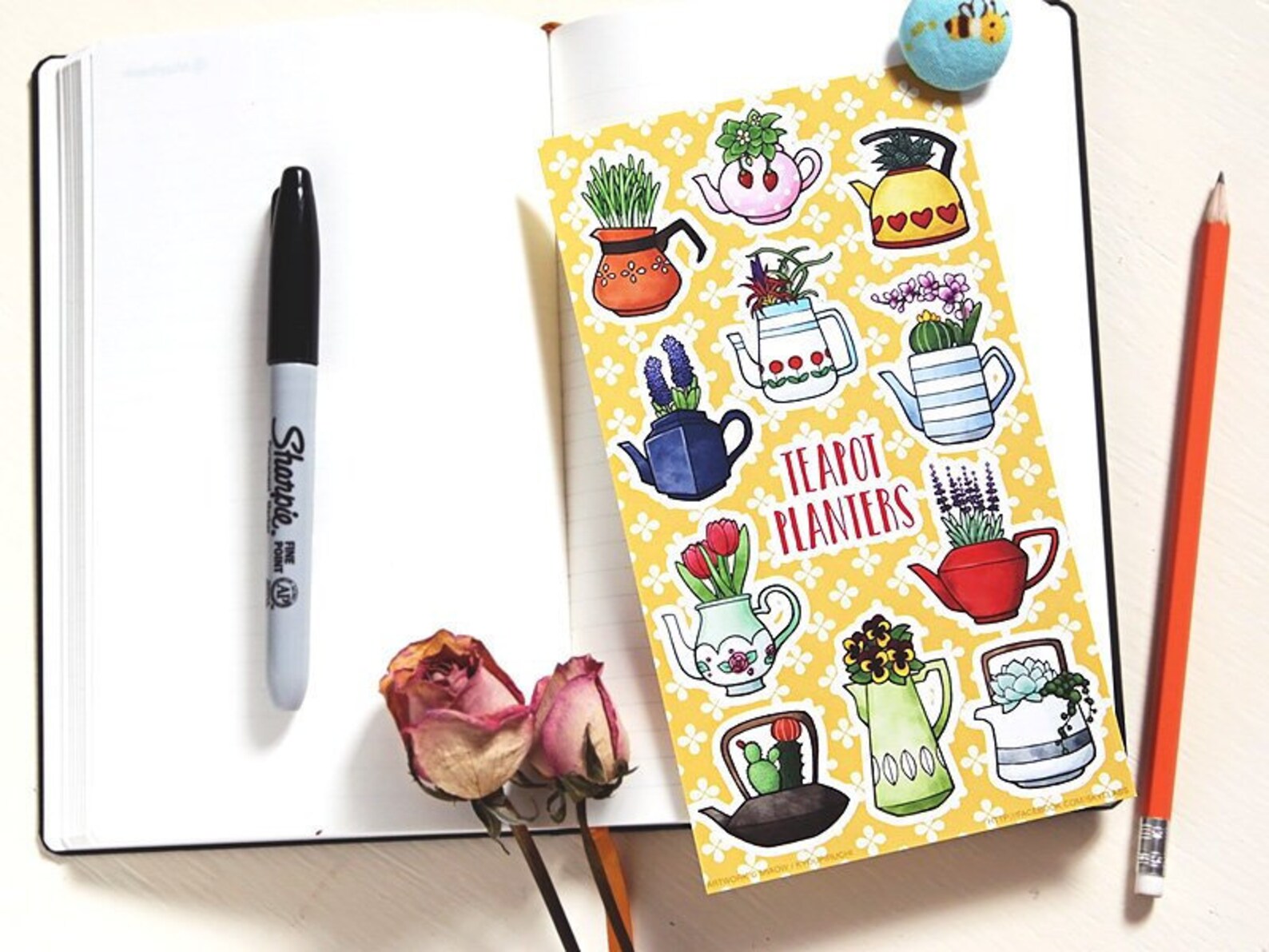 Teapot Planters Sticker Sheet - Etsy