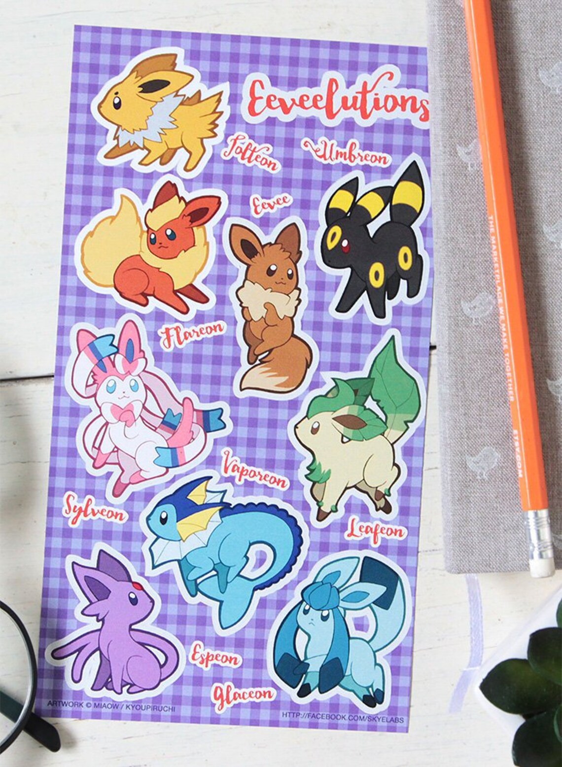Eeveelution Sticker Sheet Pokemon Sticker Sheet of Eevee | Etsy