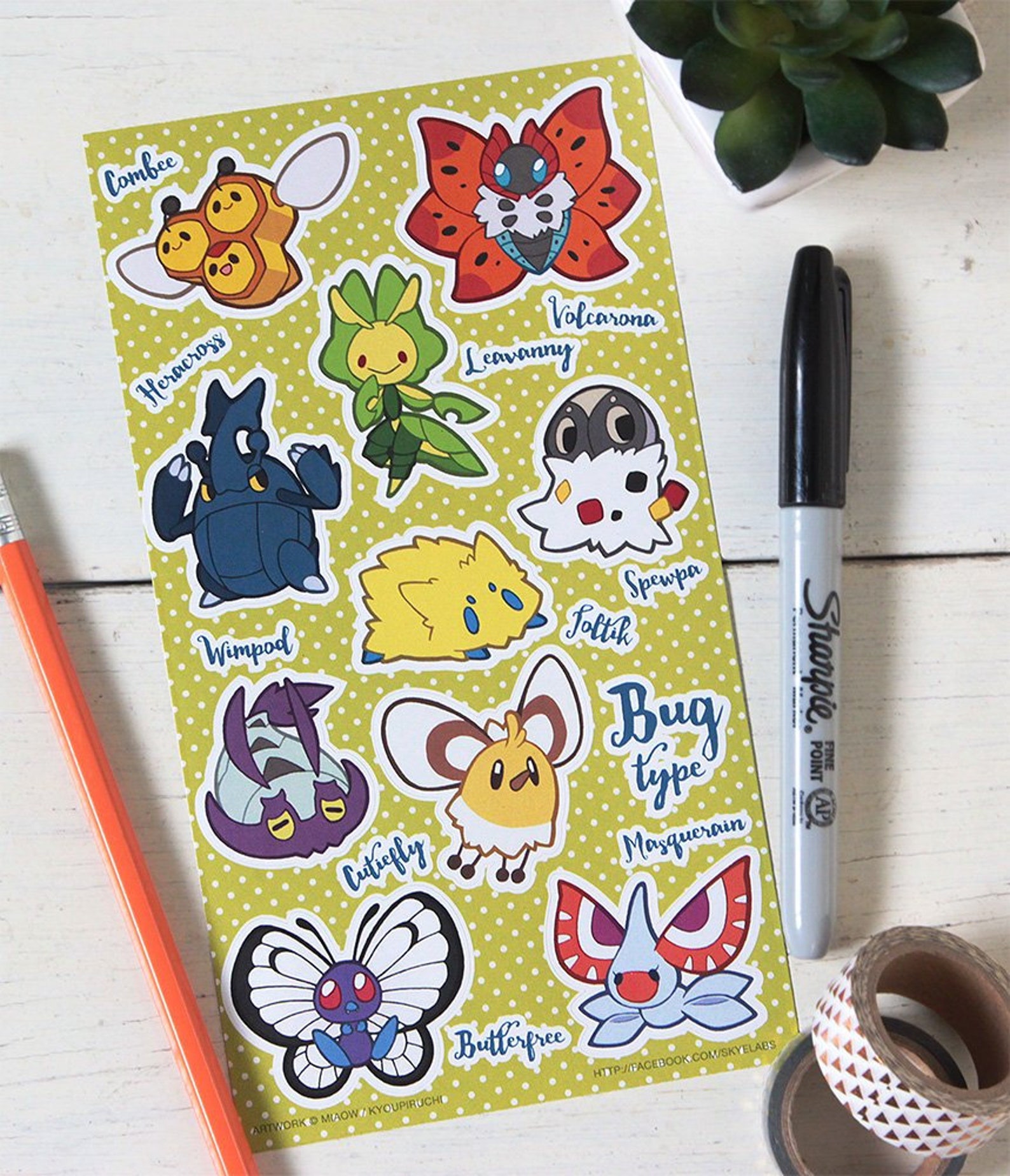 Bug Type Pokemon Sticker Sheet Pokemon Type Series - Etsy Australia