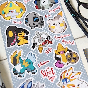 Steel Type Pokemon Sticker Sheet - Pokemon Type Series - Etsy