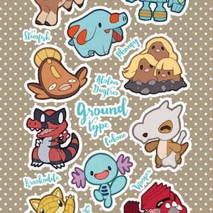 Ground Type Pokemon Sticker Sheet Pokemon Type Series - Etsy