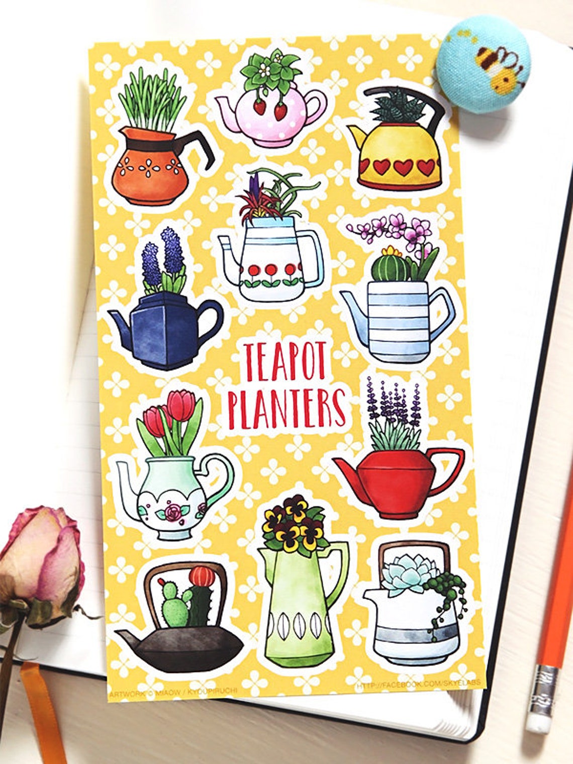 Teapot Planters Sticker Sheet - Etsy