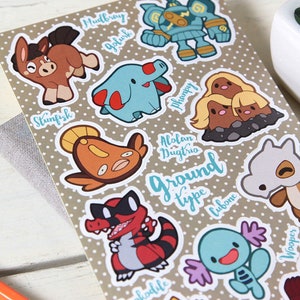 Ground Type Pokemon Sticker Sheet Pokemon Type Series - Etsy