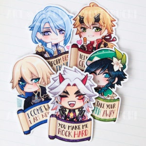 Genshin Stickers - Waterproof Funny Genshin Husbando Stickers With ...