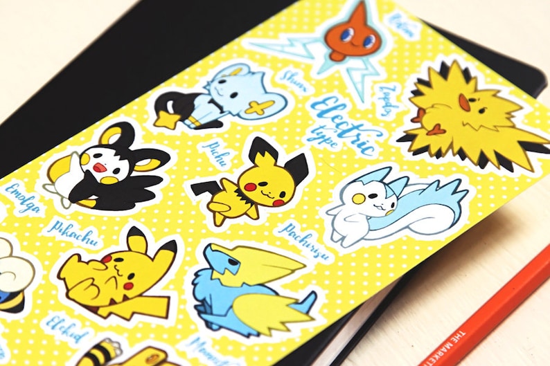 Electric Type Pokemon Sticker Sheet Pokemon Type Series - Etsy Norway