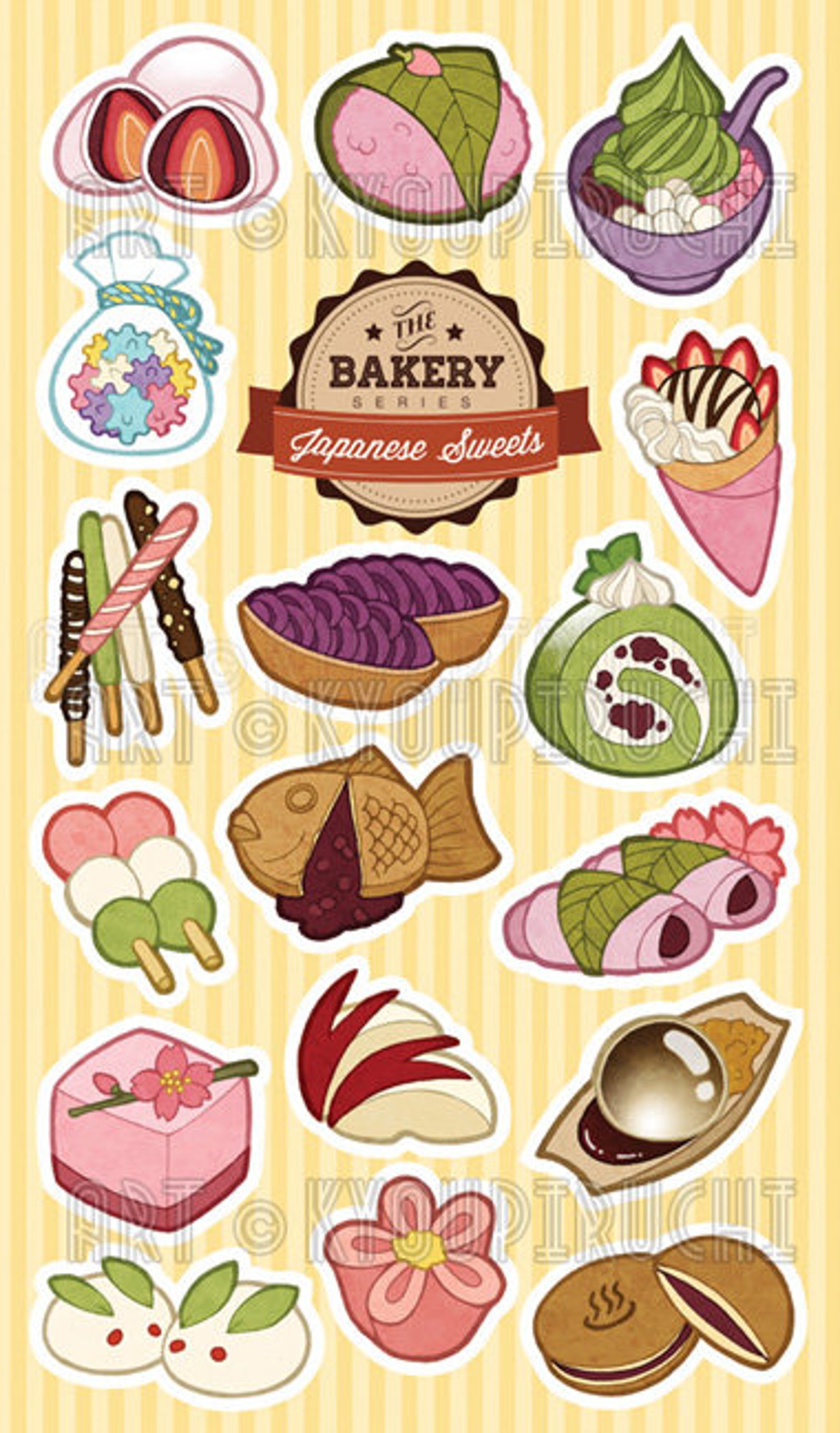 Japanese Desserts Sticker Sheet the Bakery Series Japanese - Etsy