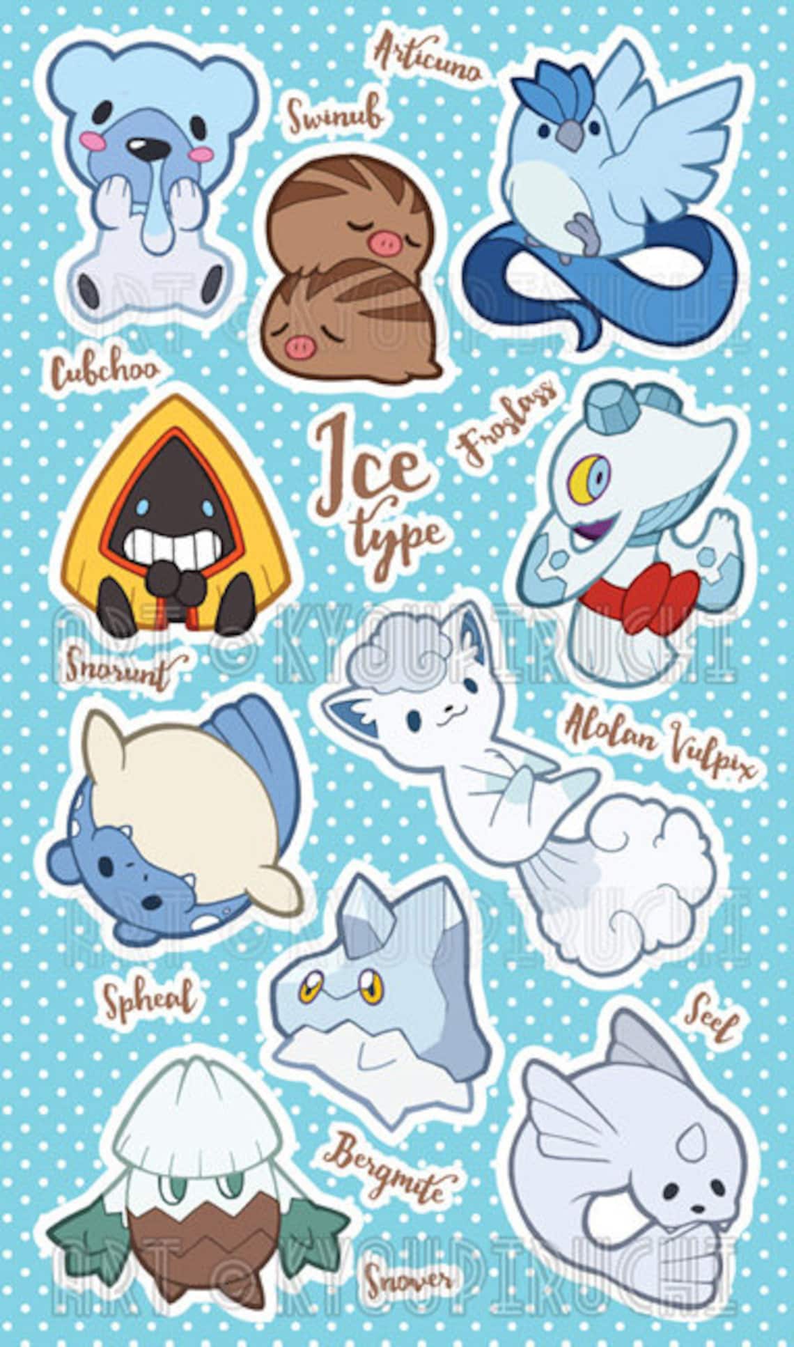 Ice Type Pokemon Sticker Sheet Pokemon Type Series - Etsy