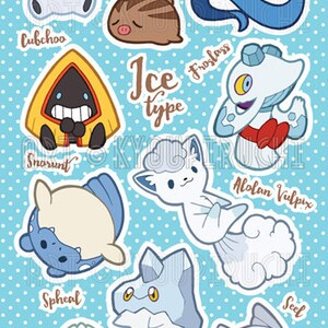 Ice Type Pokemon Sticker Sheet - Pokemon Type Series - Etsy