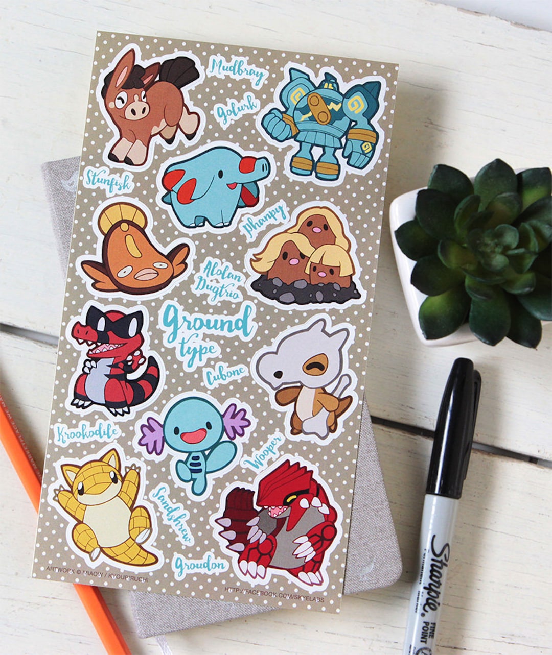 Ground Type Pokemon Sticker Sheet Pokemon Type Series - Etsy