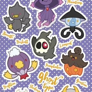 Ghost Type Pokemon Sticker Sheet Pokemon Type Series - Etsy Norway
