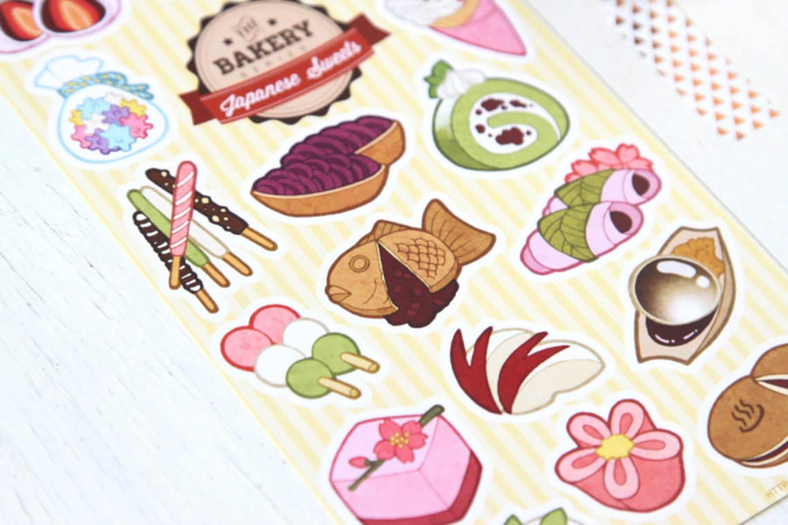 Japanese Desserts Sticker Sheet the Bakery Series Japanese - Etsy
