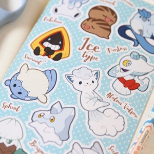 Ice Type Pokemon Sticker Sheet - Pokemon Type Series - Etsy
