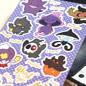 Ghost Type Pokemon Sticker Sheet Pokemon Type Series - Etsy Norway