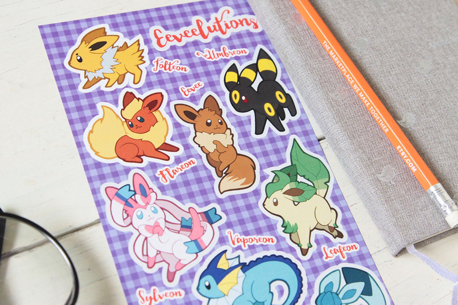 Eeveelution Sticker Sheet Pokemon Sticker Sheet of Eevee | Etsy