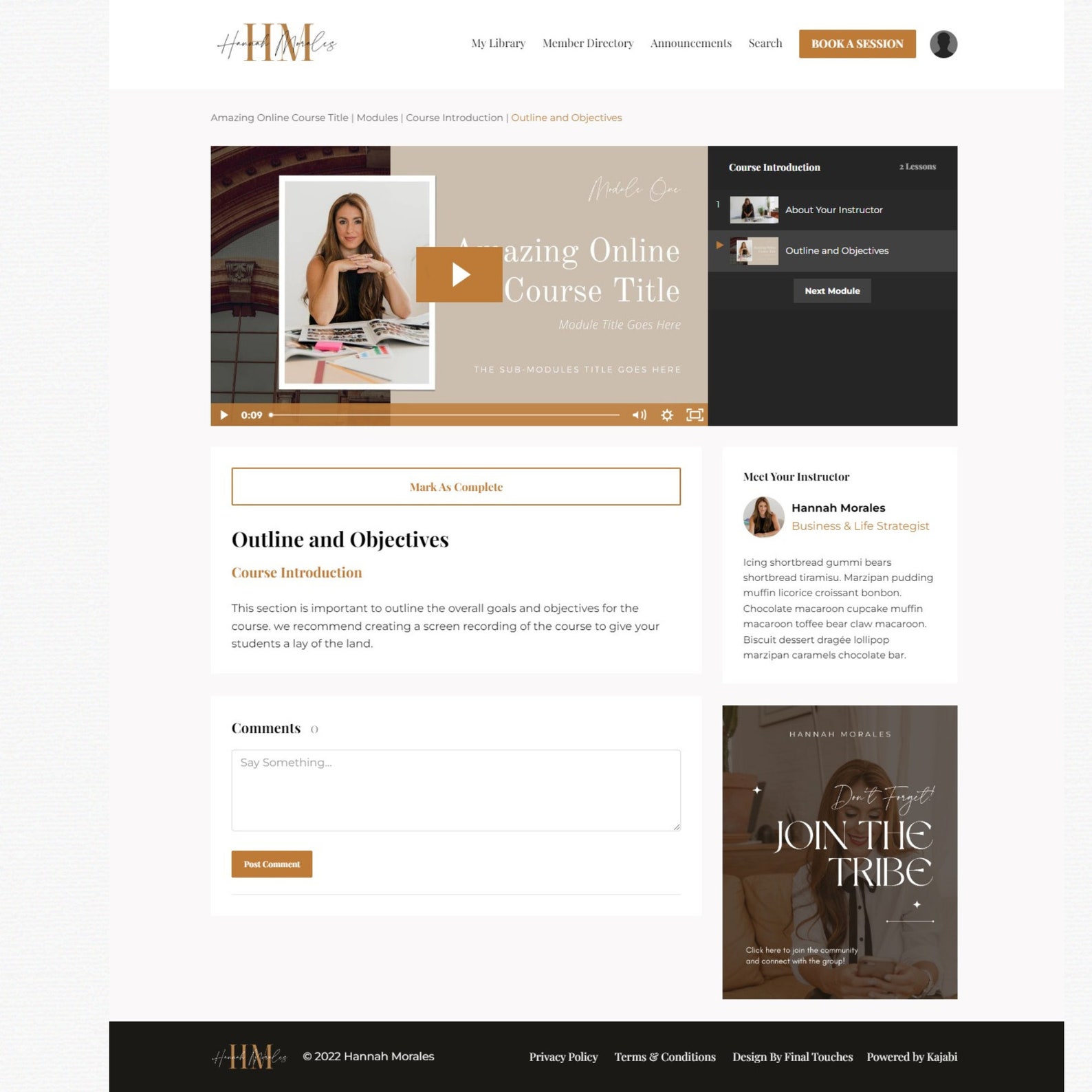 Kajabi Course / Product Template With Course Thumbnails | Feminine ...