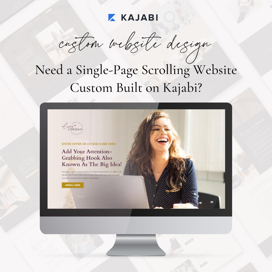 Custom One-page Scrolling Website Design Build | Kajabi Custom Website Design Service - Etsy