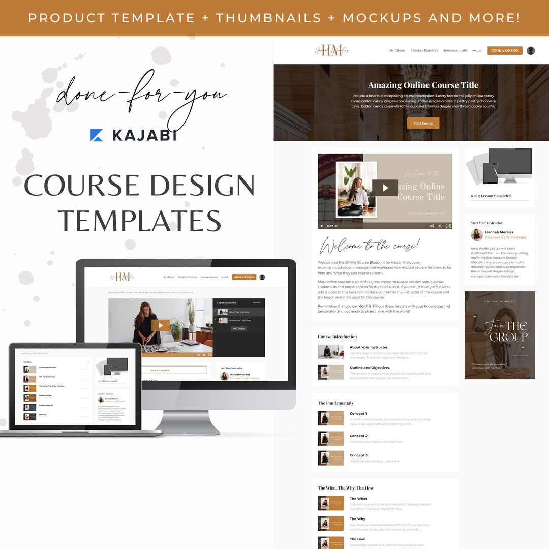 Kajabi Course / Product Template With Course Thumbnails | Feminine ...