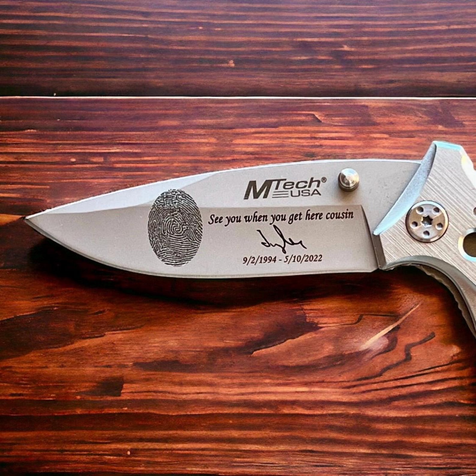 Custom Fingerprint Engraved Knife, Memorial Keepsake - Etsy