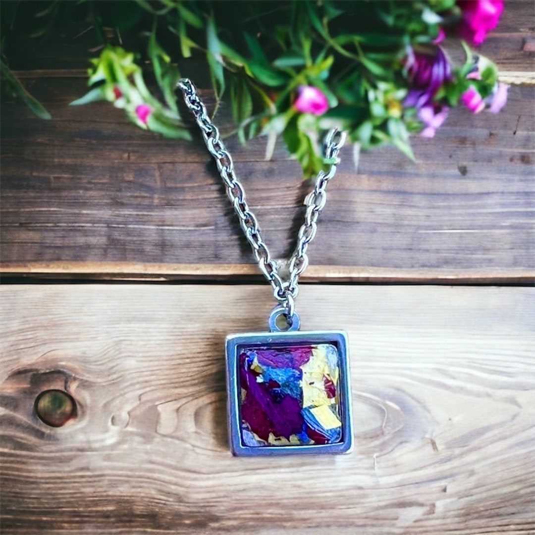 12mm Stainless Steel Square Pendant. Memorial Jewelry, Memorial Beads ...