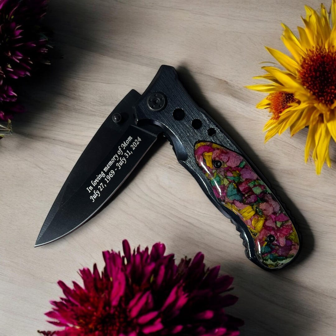 Funeral Flower Knife, Memorial Knife, Knife Made With Flower Petals ...