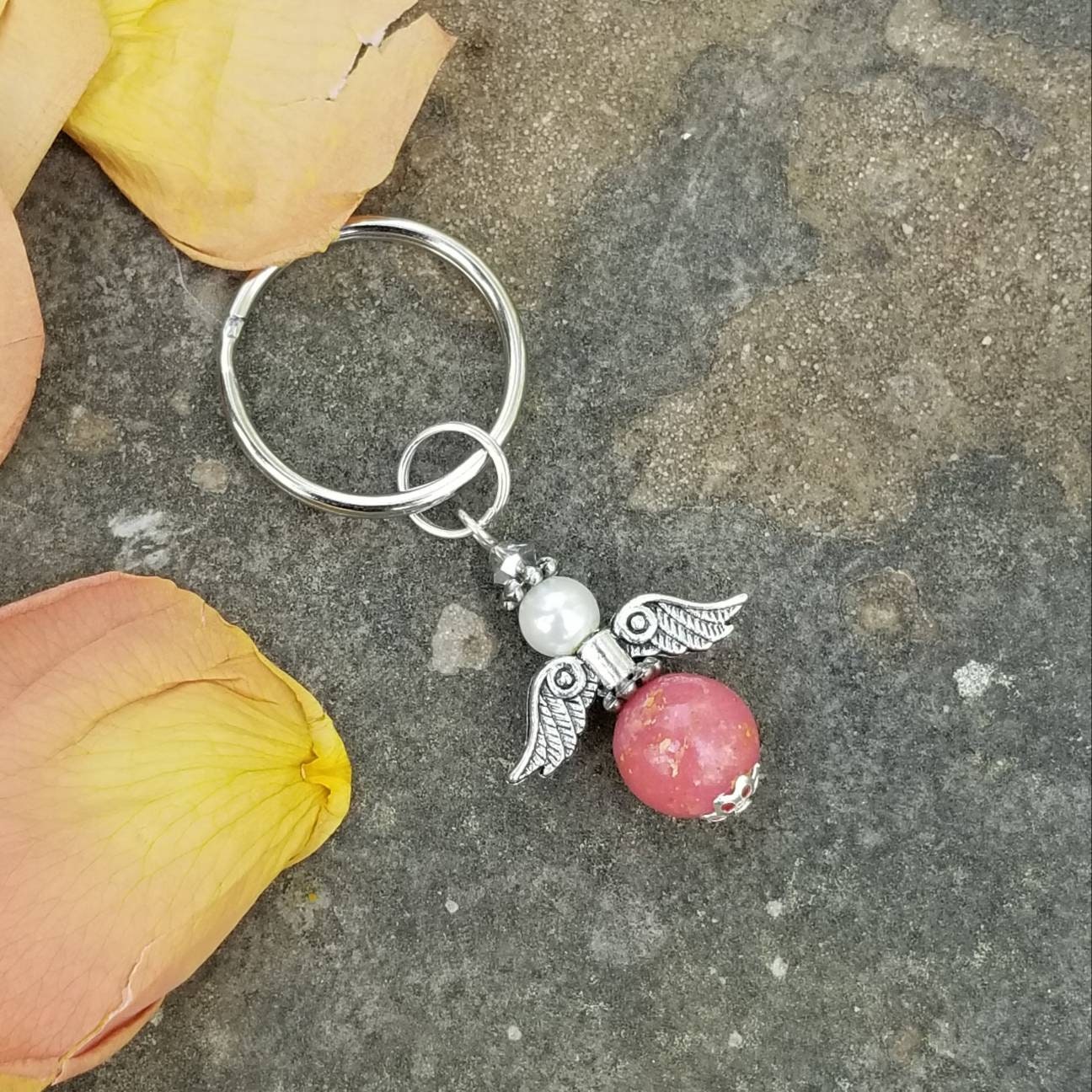 Angel Memorial Bead keychain or Necklace. Wedding Flowers. | Etsy