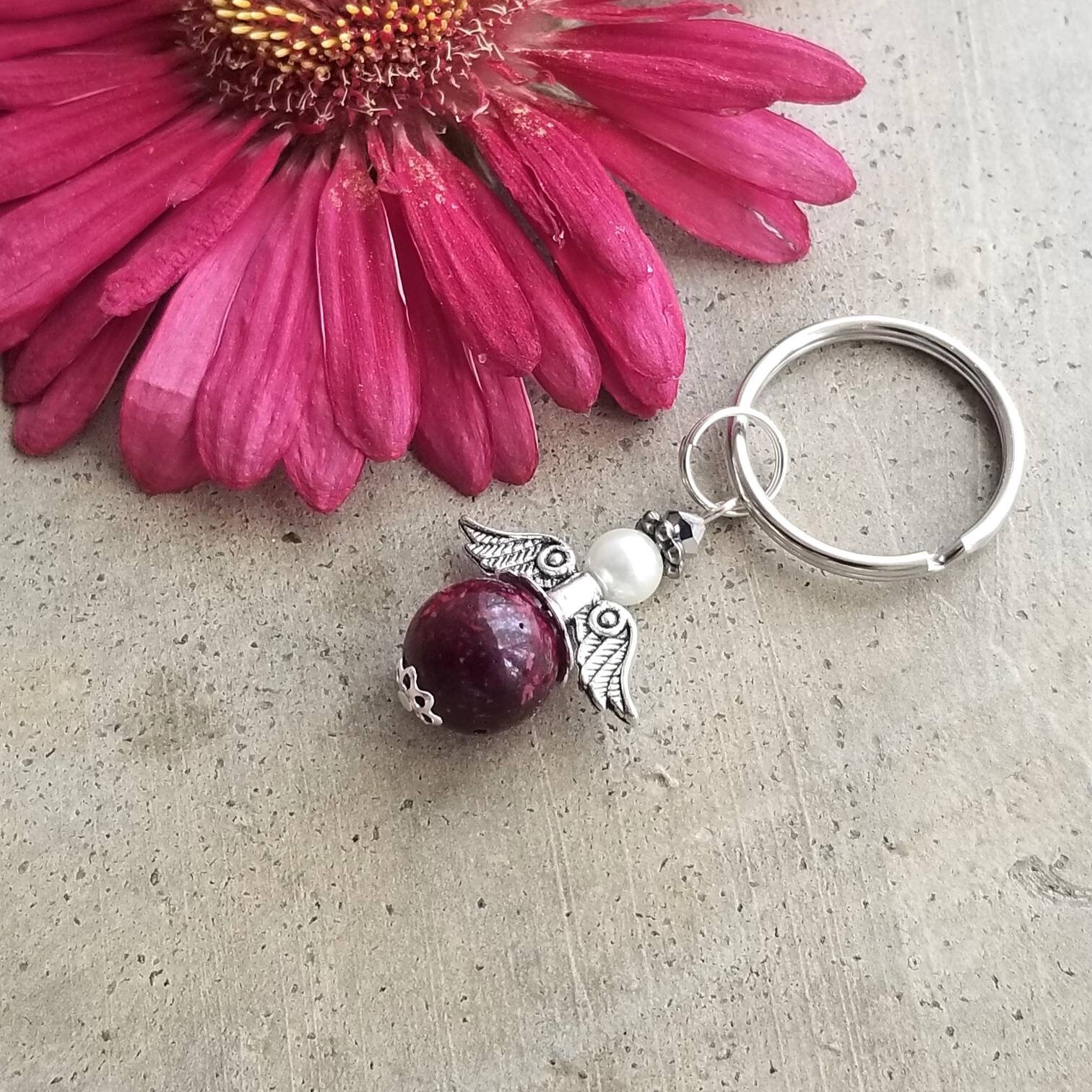Angel Memorial Bead keychain or Necklace. Wedding Flowers. | Etsy