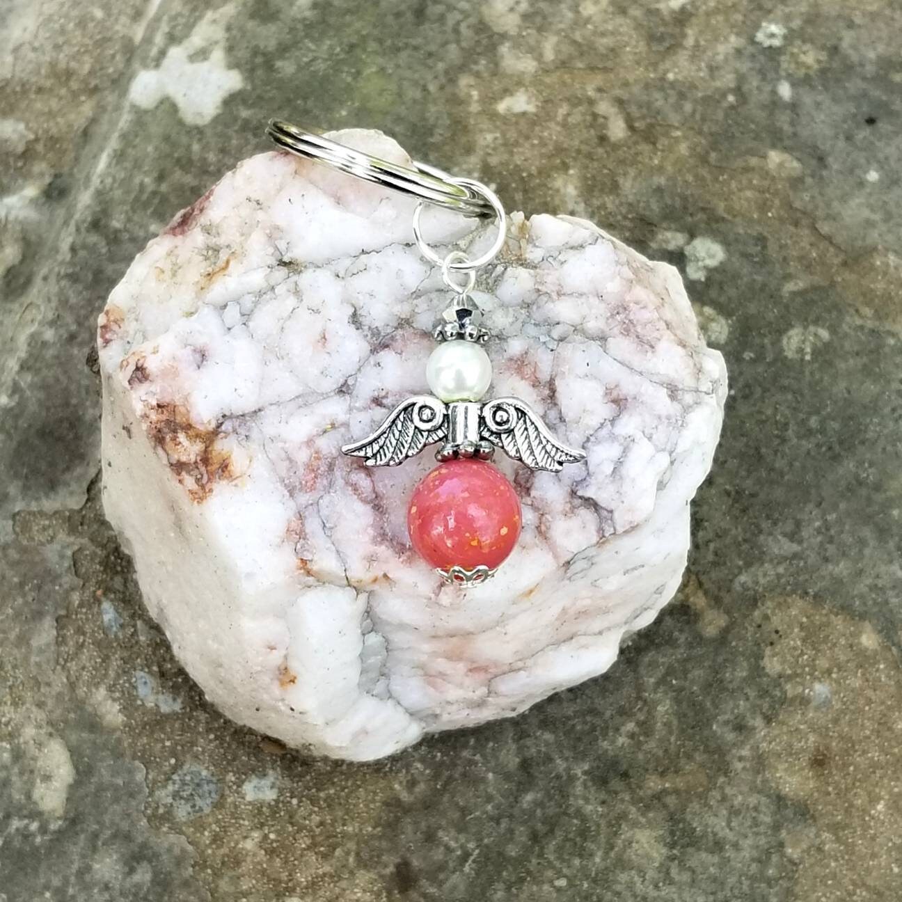 Angel Memorial Bead keychain or Necklace. Wedding Flowers. | Etsy