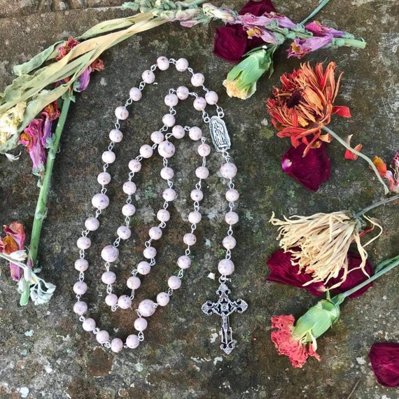 Memorial Beads. Polymer Rosary. Wedding Flowers. Funeral Flowers.made With Real Flowers. Rosary Beads. Etsy