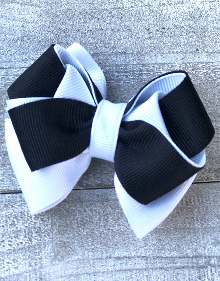 Small Bow Set Pig Tail Bows Black & White Bows 3 Inch Small Bows - Etsy UK