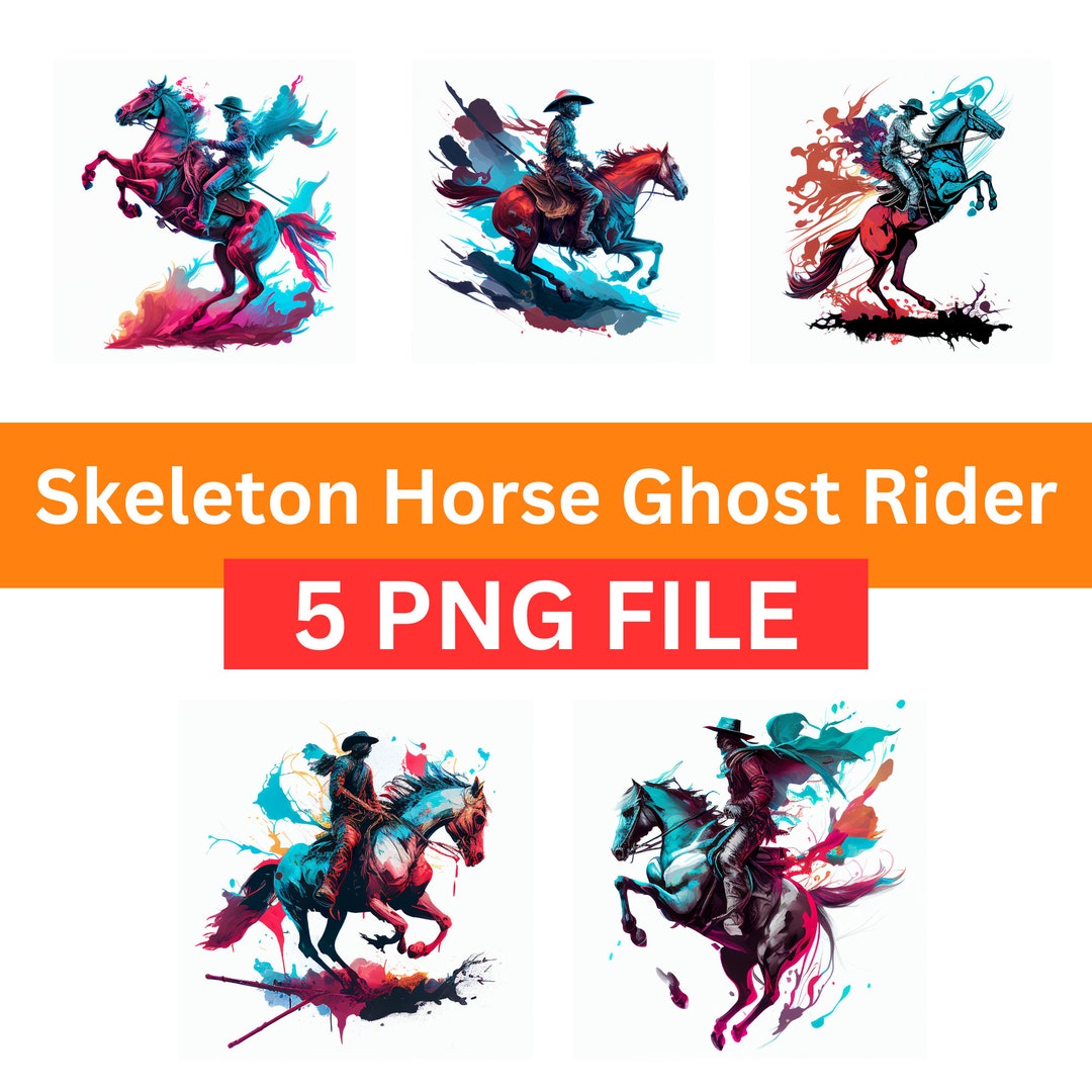 Skeleton Horse Ghost Rider Watercolor Clipart Bundle Instant Digital ...