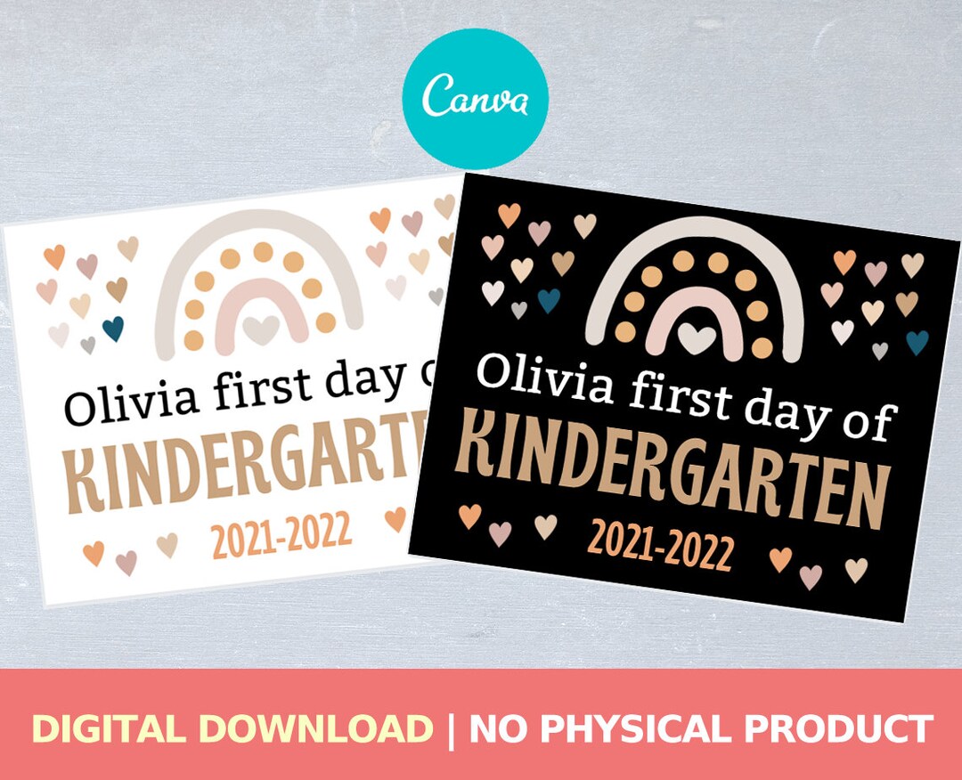 Boho Rainbow 1st Day of School Sign Printable and Editable - Etsy