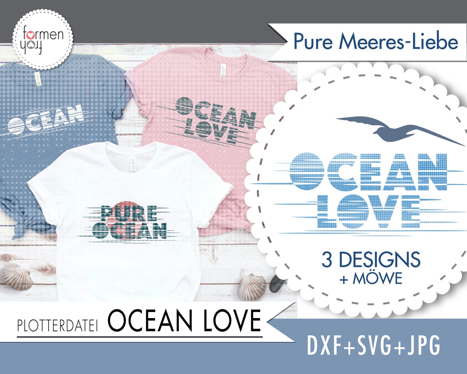 PLOTTERDATEI - OCEAN LOVE - Meer + Möwe - Plots - Design von formenfroh - dxf + svg + jpg - Etsy.de